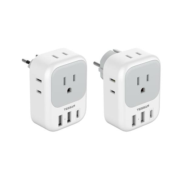 Cタイプ+SEタイプグレー/C/SEタイプセット/TS-161-EU-C/TS-161-DE-C・Style:Cタイプ+SEタイプ・C、SEタイプ海外変換ブラグセット：現地のコンセントにこのC/SEタイプ変換器を接続し、使用したい日本製品の...