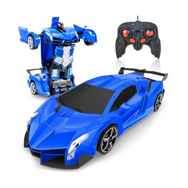 ブルーブルー(新)/-/-・『ロボットに変換できる』このおもちゃはRCカーだけでなく、多機能ロボットおもちゃでもあります。40mHz赤外線リモコンを操作して、1つのボタンでラジコンカーはロボットに変身できます！小回りも効きますので、室内で遊...