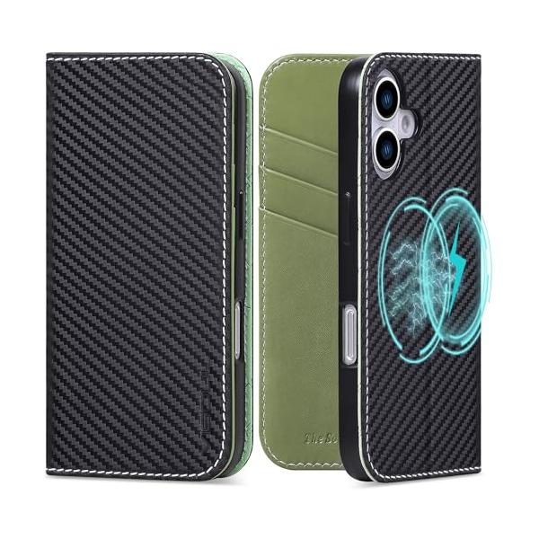 ブラック・オリーブ（カーボンレザー）/-/-・Color:ブラック・オリーブ（カーボンレザー）・携帯ケース対応、ワイヤレス充電対応:iPhone 16 6.1インチのみに対応しておりますが、他の型番が併用できません。・対応機種と画面サイズを...