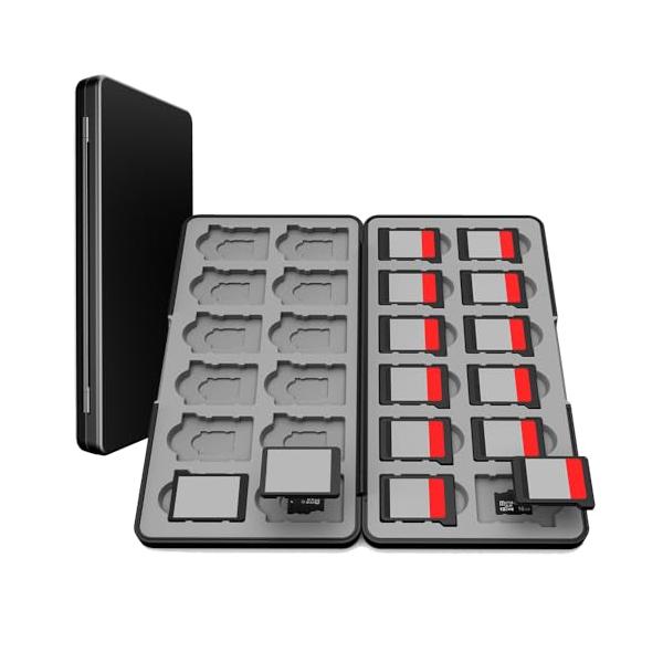 黒/-/-・Color:黒・24枚大容量収納、ゲームカードとメモリーカードを一括管理Switchユーザー向けに設計された24枚収納タイプ。ゲームカードとメモリーカードを同時に収納でき、複数のカードが散らかる・探しにくいといった悩みを解消しま...