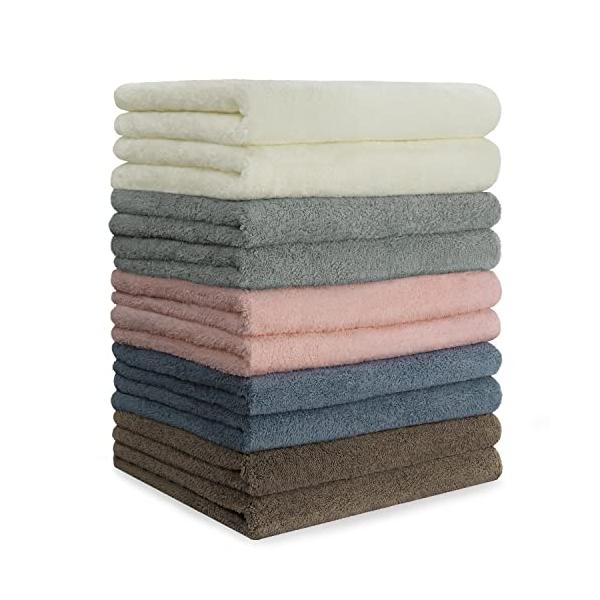 無地5色/74 cm x 34 cm/-・Color:5色・高級マイクロファイバータオル10枚セット高密度のマイクロファイバーが空気をため込むため、ふんわりあたたかく包みこまれるような心地良さです。素材が持つ独自の光沢と、深みのある上品でな...