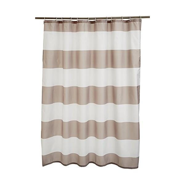 モダングレーストライプ/丈183 cm x 幅183 cm (1枚組)/AB Printed Curtain Gray Stripe・Color:グレーストライプ・パッケージ個数:1・撥水加工された生地のグレーストライプ模様のシャワーカーテ...