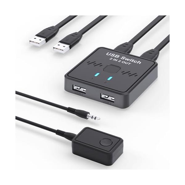 UpgradedBlack/-/-・パッケージ個数:1・USB 切替器 2台のPCで複数のデバイスを共有： 2入力2出力USB切替器は、キーボード、マウス、プリンタ、ウェブカメラなど、2台のUSBデバイスを共有する2台のPCでをサポートしま...