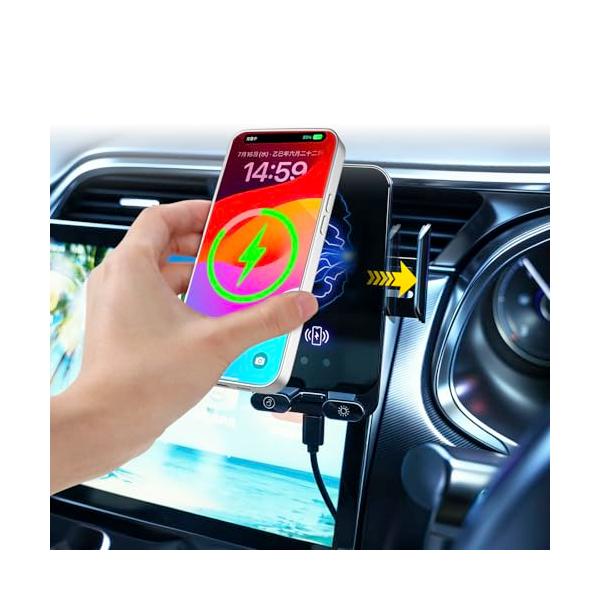 ブラック/自動開閉 2291/スマホホルダー・Size:自動開閉 2291・ワイヤレス充電対応、最大15W高速充電 このスマホホルダーは、Qi規格に対応したワイヤレス充電技術を採用。最大15Wの高速充電に対応しており、10W、7.5W、5W...