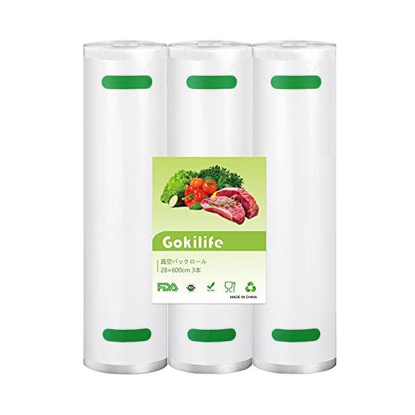 透明/28*600cm/-・??鮮度長持ち 密封性に優れていて、空気の侵入を効果的に防ぎます。湿気防止に、匂い移り防止、カビ防止に最適。食物や素材の新鮮さと栄養を高く保ち、長期間にわたって保管できます。※ご注意：Gokilife真空パック袋...