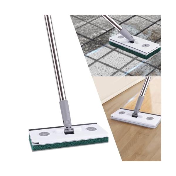 ホワイト/Small/TL-201・1台4役タイルブラシ＆フロアモップ＆スキージー付き設計用途に応じて使い分けができる2種類のモップパッドを付いて、床の拭き掃除だけでなく、玄関タイル、お風呂場掃除、濡れら床面を水切りすることも楽々！・水で濡...