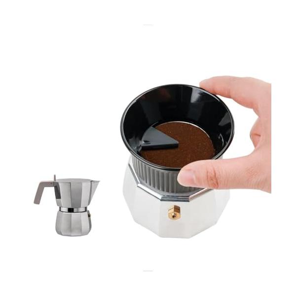 モダンブラック/S-54mm/Moka pot dosing funnel&amp;distributor・Color:ブラックSize:S-54mm・サイズほとんどの3人用モカポットに適しています。下部リングの内径54mmは、外径は70m...