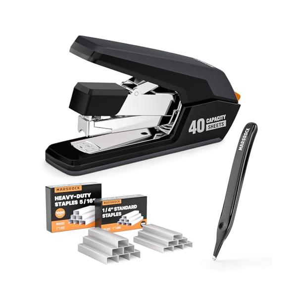 モダンブラック/-/MR-DSJ002-DL0371・Color:ブラック・パッケージ個数:1・80％の力で簡単に綴じられる この重厚なデザインのホッチキスは、デュアルレバー設計を採用しており、指1本で最大40〜50枚の書類を簡単に綴じるこ...