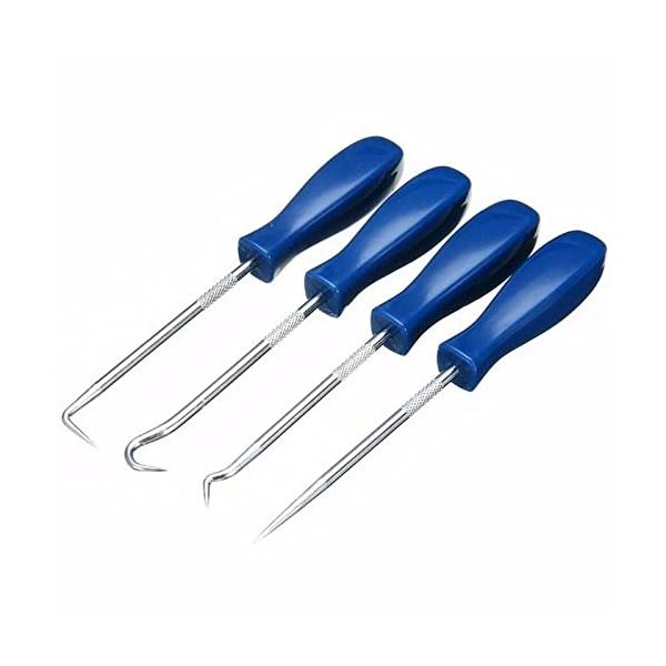 パッケージ個数:4・オイルシールリムーバー先端が異なる4種類のピック&amp;フックセットです。超微細な先端は、狭い場所で精密部品やねじを正確に調べ、突き刺し、こじ開け、引っ張り、配置することができます。・高品質の素材シャフトはクロムバナジ...