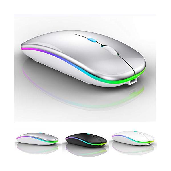 モダンシルバー/-/-・Color:シルバー・2020年最新アップグレードLEDデザインLEDライト付きのアップグレードバージョンのマウスは、退屈なオフィスライフをより楽しくします。 マウスの下部にスイッチが付いており、ライトを自由に切り替...