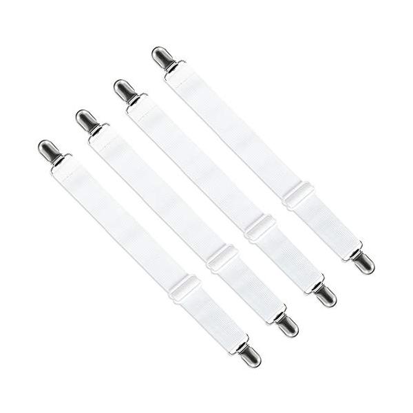 パッケージ個数:4・便利性アイロン台カバー、ベッドシーツ、ソファークッション、敷き布団にしっかりと保持でき、さまざまな機能を備えています。このクリップがあれば、もうシワを心配することはありません。・調整高弾力のナイロンで自由に伸縮でき、長さ...