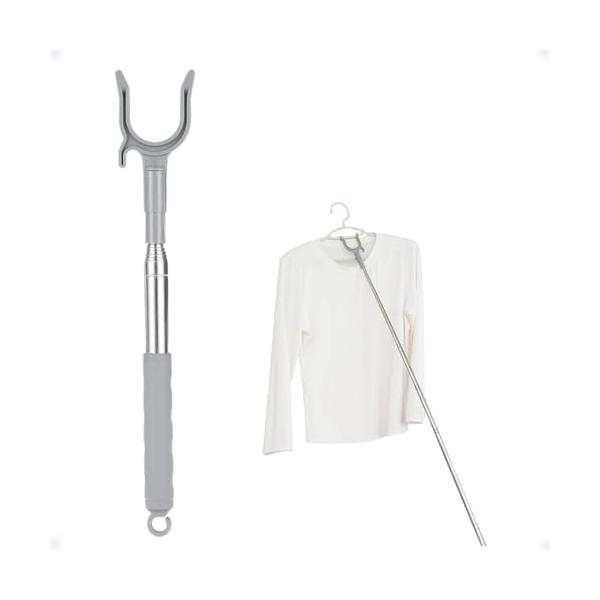 グレー/-/White-001・Color:グレー・伸縮式物干し竿竿を自由に伸ばせるので、洗濯も楽にでき、最短32cm、最長109cm、使用しない時は収納でき、スペースを節約できます。・高品質の素材を使用 伸縮物干し竿は竿にステンレス、グリ...