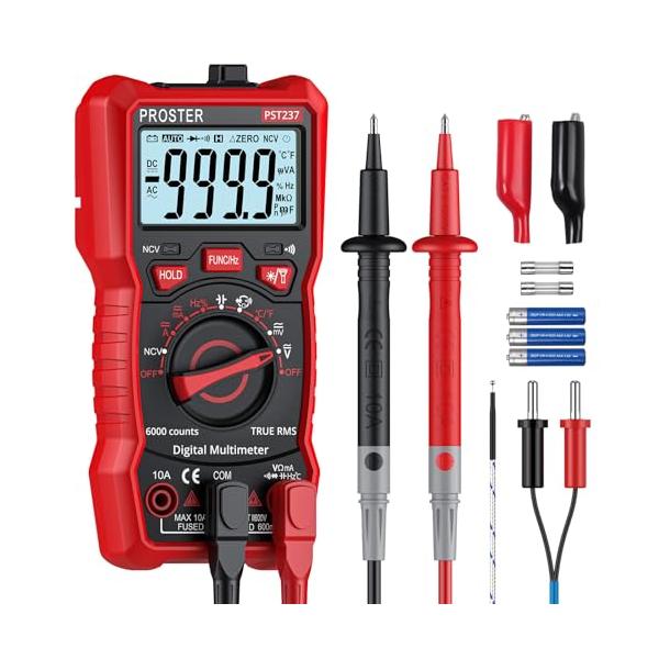 多機能レッド/-/T21D・パッケージ個数:1・真の有効値マルチメーター本6000カウント テスターはAC/DC電圧、AC/DC電流、抵抗、静電容量、周波数、デューティ比、温度を測定することができます。また、NCV（非接触電圧）、ダイオード...