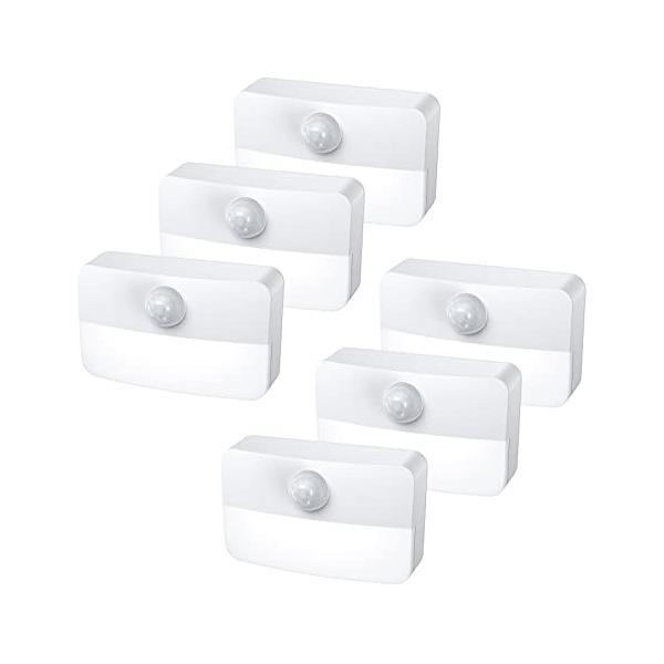 人感センサー昼白色/6セット/-・Color:昼白色Size:6セット・軽量なデザイン コンパクトなサイズは、あなたの家を飾るために子供の夜ライトに最適です、ワードローブ、階段、クローゼット、キッチン、部屋、バスルーム、廊下、ヘッドボードな...
