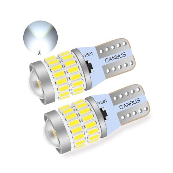 -/-/T10 ホワイト (2個）・Model:T10 ホワイト (2個）・高輝度チップ搭載＆高集光レンズ高発光効率の3014 LED素子 36個搭載、360°全方位照射できます。T10 LEDバルブで 均一発光させるガラスレンズ付き、トッ...