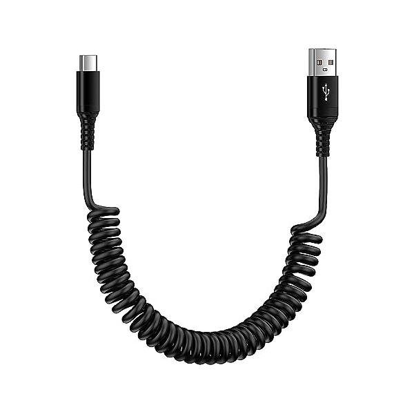 ブラック02/1.8M/-・パッケージ個数:1・伸びるType-CカールケーブルUSBA to Type-Cコイル型デザインの充電ケーブルで、コイル形状のデザインで、持ち運びや保管が簡単で、使いやすく、ケーブルを乱雑にせずに整頓するのに役立...