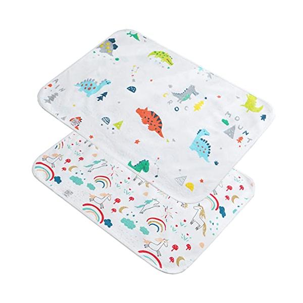 ブルー/シングル/2・Color:ブルー・??セット内容：おむつシート2枚セット、サイズ：50cm*70cm、カラー：恐竜+虹と馬。・??素材：綿100%+竹の繊維。・??高?量：おむつシートは2層あり、1層は綿100%の材質で、柔らかくて...