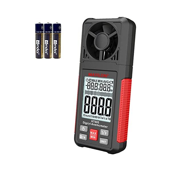 ブラック/142mm/HT-605・パッケージ個数:1・風速計&amp;温度計一体型：このハンドヘルド風量計は、風速範囲0.70 ~ 30.00m/s（+/- 5％）、風温範囲-20-60℃（+/- 1℃）、解像度0.01m/s、0.2℃を...