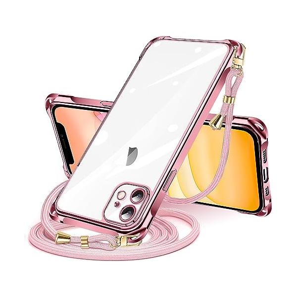 クリアローズゴールド/iPhone 11/-・Size:iPhone 11Color:ローズゴールド・対応機種本機によって精密に設計に基づいて、細かいところにもちょうどよく、穴位置も正しく、すべてのスピーカー、ポート、ボタンは使いやすいです...