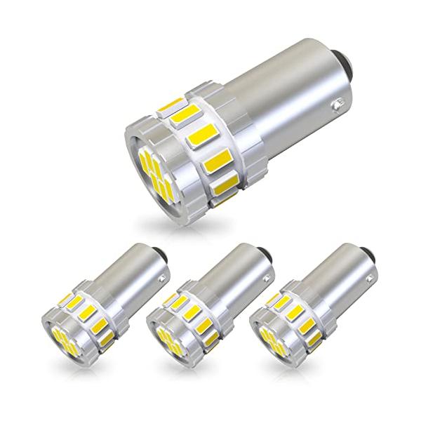 ホワイト/-/-・パッケージ個数:1・BA9S LED ホワイト 4個高発光効率の3014LED素子18個搭載、360°全方位照射でき、12V車用BA9Sバルブ4個セット。メーカーブランド名：TORIBIO（登録第6135494号)・耐久性...