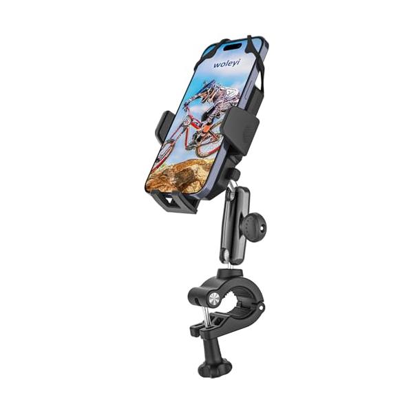 ブラック/-/-・頑丈で耐久性抜群本自転車用スマホホルダーは、金属製のアームと3つの金属ボールジョイントを採用しており、安定性と耐久性に優れています。さらに、伸縮性のあるシリコンストラップがスマートフォンをしっかりと固定し、滑り止め効果も抜...