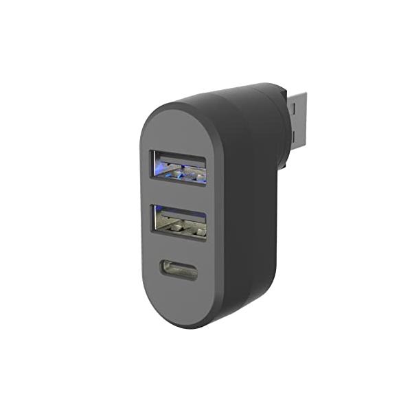 USB-A→USB-A×2 / TypeC×1ブラック/-/NDC-054・Style:USB-A→USB-A×2 / TypeC×1・パッケージ個数:1・USB充電口 1ポート を ３ポートへ増設・表裏どちらも挿せるリバーシブルコネクター...