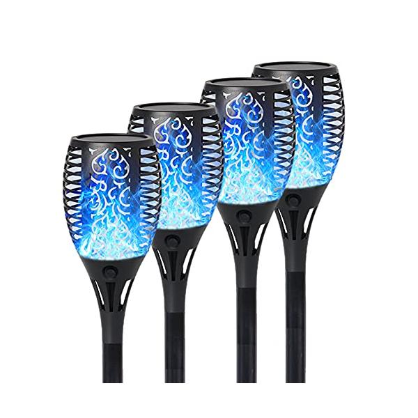 自動点灯ブルー/青-4本セット/-・Size:青-4本セット・?青い炎目新しく青い炎のようなデザインで、ミステリーとロマンチックな雰囲気を作られ、より明るくて、燃えている炎の姿でお庭や歩道、ガーデン、ビーチ、路地、芝生などに取り付けられます...
