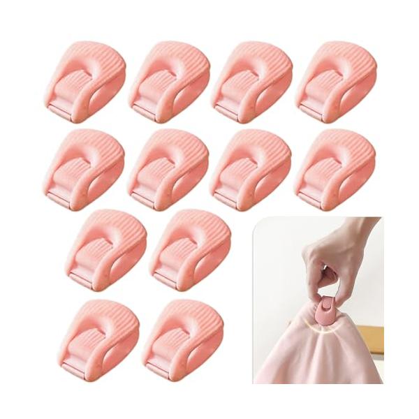 ピンク/ユニバーサル/A7DCDE06・Color:ピンクNumberOfItems:12・高品質 布団 クリップ ズレ防止 高品質のABS素材で作られており、弾力性に優れており、長期間再利用できます。表面は肌に優しい植毛生地でできており、...