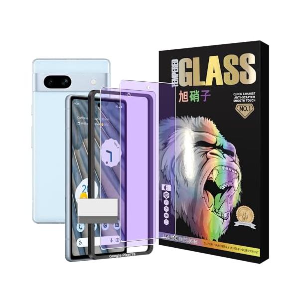 高品質10H強化ガラス (室内は透明で、日光の下で青い)/-/Google Pixel 7A・Size:Pixel 7A 10H LG・??購入前の注意事項：このHD透明ブルーライト防止保護フィルムは、室内では透明に見え、太陽光の下でのみ青...
