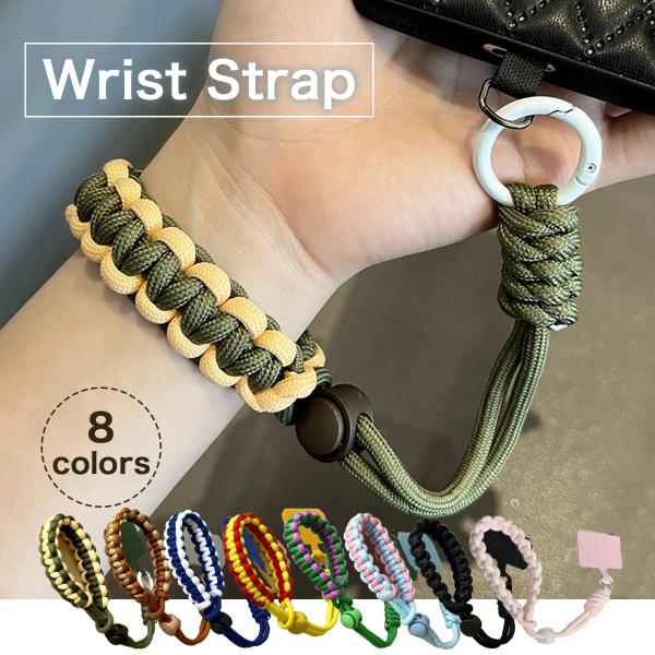 スマホ ストラップ 手首 スマホストラップ本商品の特長・丈夫な太めパラコード編み込み・アジャスター付きで調整可能・スマホ以外にも使える先端カラビナ・全8色展開商品詳細長さ：約24cm重量：約22gカラー：全8色以下、検索用関連ワード欄になり...