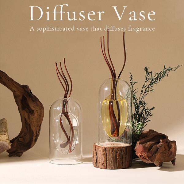 サイズ(約)：15×8 cm素材／材質ガラス色イエローアンバー(黄色・琥珀色)系/クリア(透明色)系商品説明丸みを帯びたデザインがかわいい二層構造ガラスのディフューザーベース。まるで木の枝が絡み合っているようなデザインのリードスティック付き...