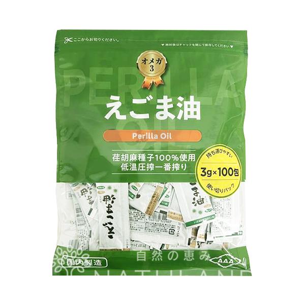 【発売日：2026年03月30日】"商品名: えごま油 個包装 3g×100包原材料: 食用えごま油（国内製造）販売者: 株式会社 朝日内容量: 300g（3g×100包）保存方法: 直射日光・高温多湿を避け、暗所で保存使用上の注意: ●本...
