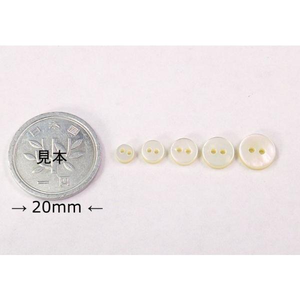 人形用貝ボタン：白蝶貝　6mm 1個まっ平らな型の2穴の小さな小さな人形用最高級白蝶貝ボタンです。人形の洋服製作最適の　6mm　の小さい小さい白蝶貝ボタンです。お気に入りドール 人形にも最高級の白蝶貝　貝ボタンをお使いください。