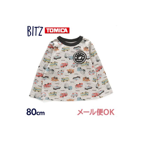 BITZとトミカのオリジナルTシャツが登場！男の子が大好きな働く車のクレヨンタッチの総柄デザイン！胸ポケットには車のメーターが付いていて遊び心をくすぐるアイテムに♪■素材弱撚糸スムース本体：ポリエステル65% 綿35%衿ぐり部分：ポリエステ...