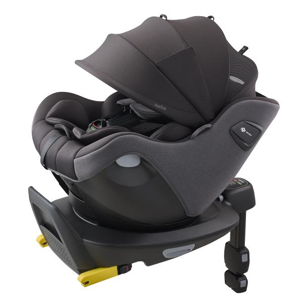●アップリカ 「クルリラ エックス プラス AC (Cururila X plus AC)」・新生児から使えるISOFIX取り付けタイプの回転式チャイルドシート。●楽な姿勢と守る姿勢、両方叶える ナチュラクッション・ベッドで寝ているような自...