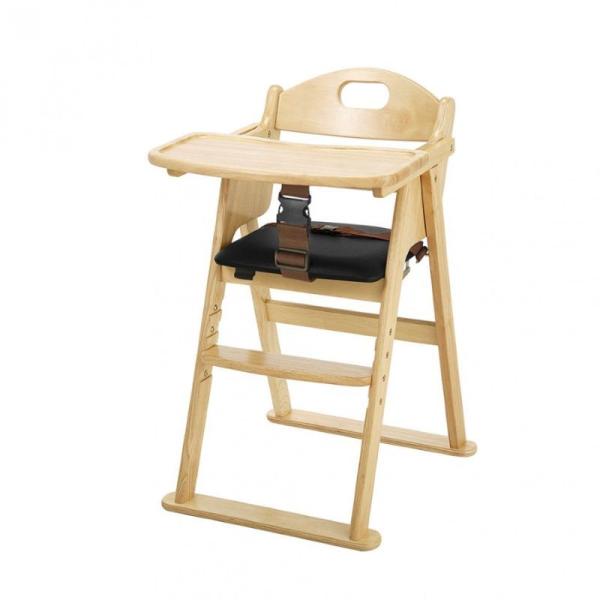 木製ワイドハイチェア ステップ切り替えゆったり、しっかり座れる。クッション付き折畳みハイチェア。お子様が成長して大きくなってもゆったり座れる、幅34cmのワイドな座面。さらに、クッション付きだから長時間のお座りも快適です。○フェイクレザーの...