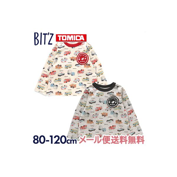 BITZとトミカのオリジナルTシャツが登場！男の子が大好きな働く車のクレヨンタッチの総柄デザイン！胸ポケットには車のメーターが付いていて遊び心をくすぐるアイテムに♪■素材弱撚糸スムース本体：ポリエステル65% 綿35%衿ぐり部分：ポリエステ...