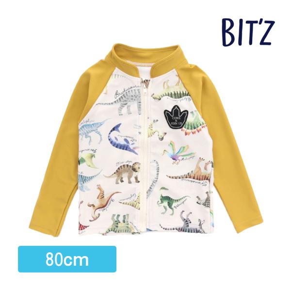 BIT'Z(ビッツ)の水着・ビーチアイテム「恐竜図鑑総柄ラッシュガード_UVカット」は、POPでカラフルなデザインが人気！夏のスイムアイテムもBIT'Zのキャラクターの世界観を楽しもう！■素材2WAYポリエステル85% ポリウレタン15%■...