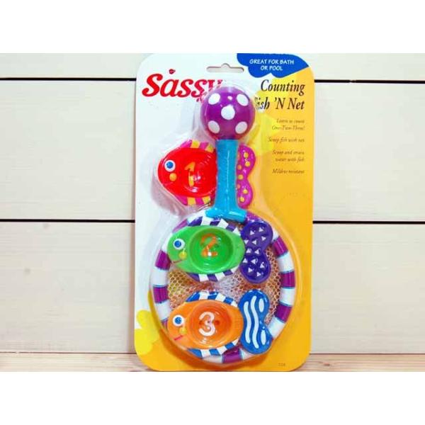 フィッシン・ネットは番号のついたお魚を網でですくうお風呂のおもちゃです。上手にすくうことが出来るかな？１，２，３の数字のとおりにシャワーの穴もあいています。メーカー　サッシー（Sassy）メーカー国　アメリカ素材　ＡＢＳ樹脂、ポリプロピレン...