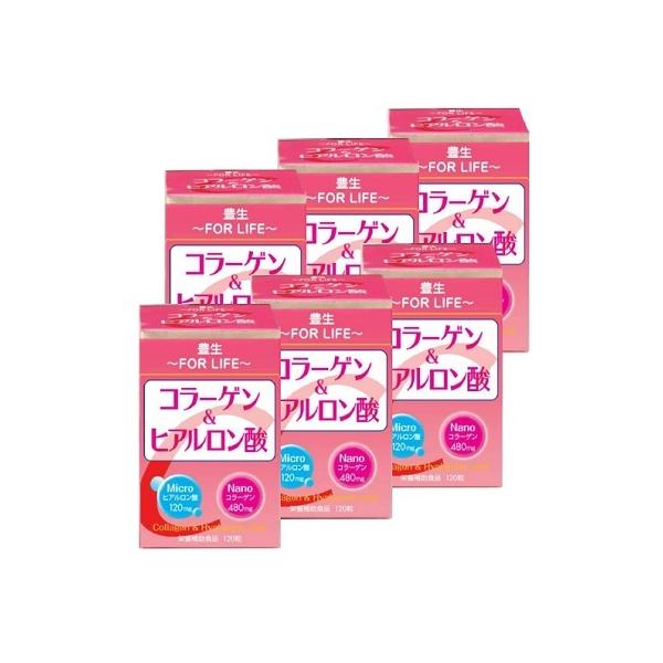 豊生 コラーゲン＆ヒアルロン酸 120粒 6個セット コラーゲン★Ｗ(ダブル)低分子！配合美容のための2大成分「Nanoコラーゲン」と「Microヒアルロン酸」をＷ低分子で配合しました。
