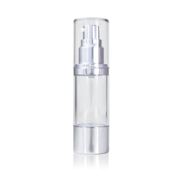 中身が空気に触れない、エアレス容器。透明だから、使った量が目に見えてわかりやすい！手作り化粧品の小分けに最適です。