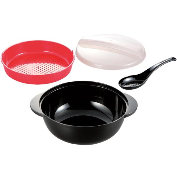 【商品概要】サイズ (約):188×227×102mm重量 (約):205g素材・材質:本体・ザル/耐熱ポリプロピレン、フタ/ポリプロピレン、レンゲ/AS(アクリロニトリル・スチレン)樹脂生産国:日本【商品説明】説明●即席めんをレンジで調理...
