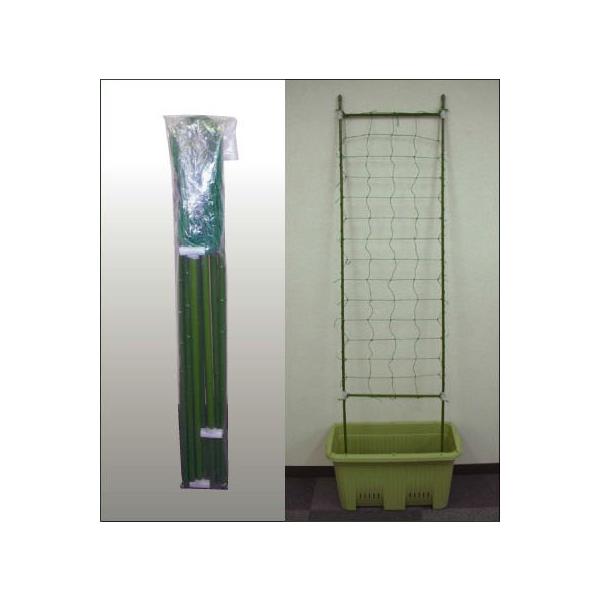 全長1.8mの支柱がパイプ3本に分割できます。（1本約60cm）ネット付きのため、すぐに組み立てて使えます。2つの固定具をネットに通し、上下に張ることで上手に設置できます。