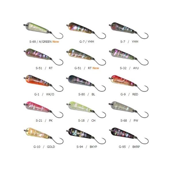 【商品概要】ヘの字・ベントスプーン代表 AWB History Jr, 実戦的SMALL SPOON （Made in Japan）。貴方のFishing Lifeの礎となる、品質・価格共に信頼のスプーンです。ベントタイプは水咬みが良く、揚...