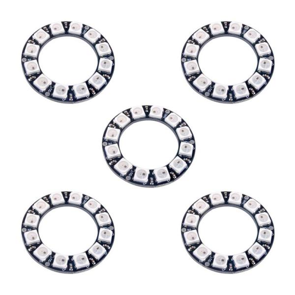 【商品名】　DIYmall 5個 12 X WS2812B RGB LEDリング 12ビット WS2812 5050 ランプライト ドライバー内蔵 フル 【商品説明】　・? LEDチップ:WS2812B。通信インターフェース:単線通信。・?...