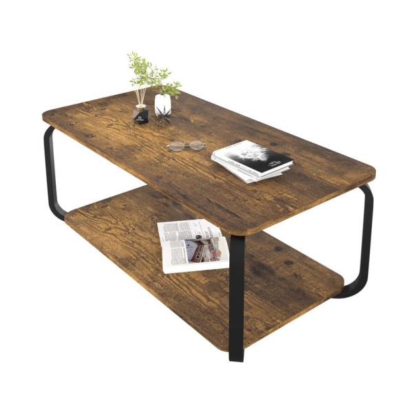 【商品名】　XINYF ローテーブル センターテーブル コーヒーテーブル リビング テーブル ルーム テーブル R角保護 幅80×奥行40×高さ43cm 【商品説明】　・【おしゃれテーブル】木目調な板とブラックのスチールの組み合わせが、シン...