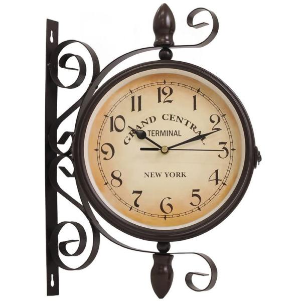 【商品名】　UPstore レトロ調 両面壁掛け時計 おしゃれ インテリア アンティーク調 ウォールクロック ダブルフェイスクロック (両面 ＆ 回転  【商品説明】　・?yNEW YORK TERMINAL?z?y?A???e?B?[?N...