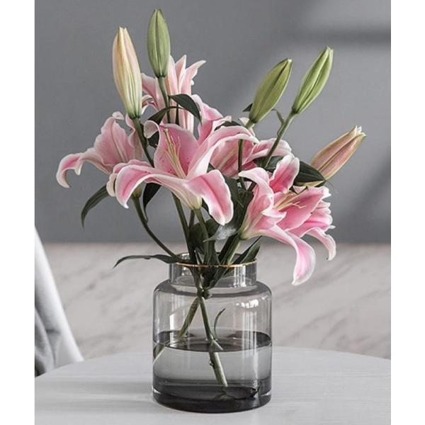 【商品名】　花瓶 ガラス 透明 グレー 花器 フラワーベース ガラスベース ガラスボトル アレンジ インテリア 水栽培 生け花 造花 おしゃれ シンプル 【商品説明】　・?K???X???Y???? ?g???????A?V???v????...