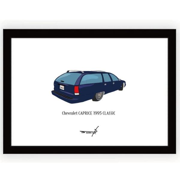 【商品名】　ポスター ビンテージカーポップアート アメ車 A4額入り シボレー・カプリス 1995 用紙サイズ297mm×210mm 黒フレーム Che 【商品説明】　・?A???? A4?V?i?|?X?^?[ ?yA4???t???[?...