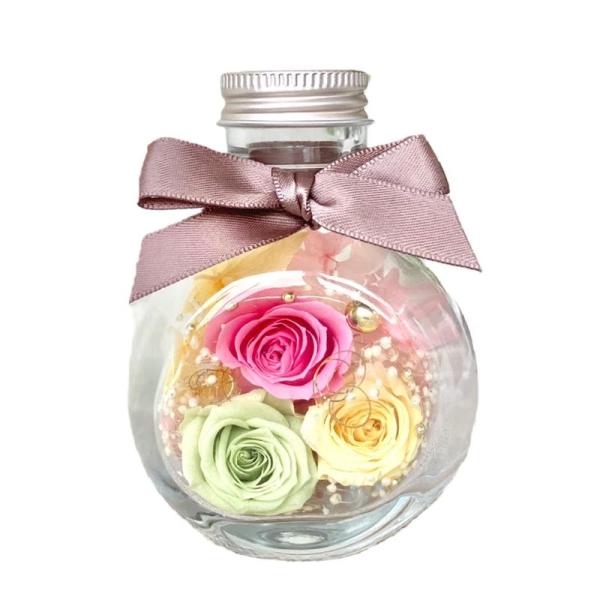 【商品名】　Lulu's ルルズ バラの幸せフラワーボトル(パステルカラー)専用クリアケース入り プリザーブドフラワー ドライフラワー インテリア プレ 【商品説明】　・?A?N?Z???g??A?S?[???h?F????(?J?[???...